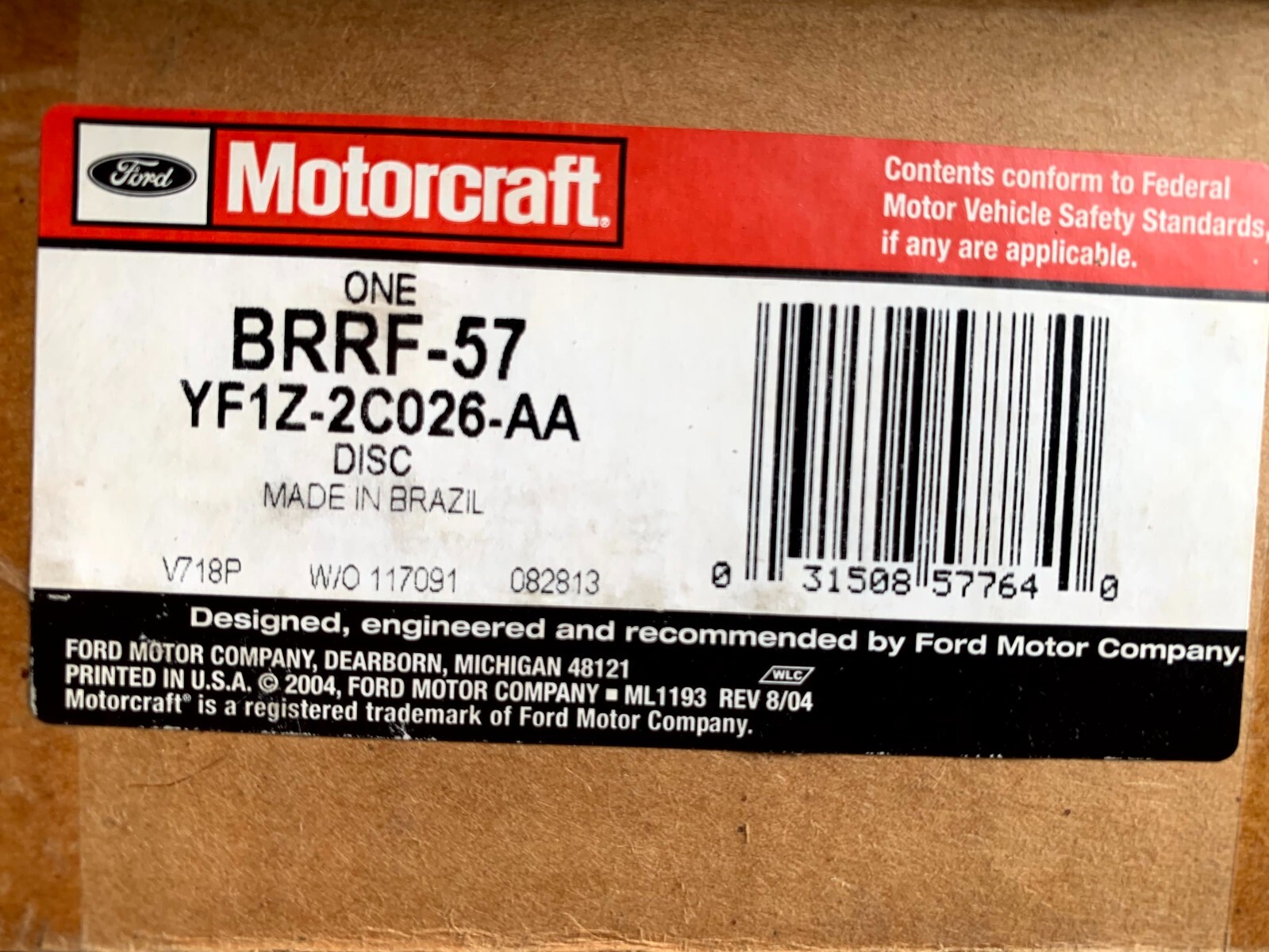 Genuine OEM Ford Brake Disc Rotor YF1Z-2C026-AA BRRF-57 | eBay