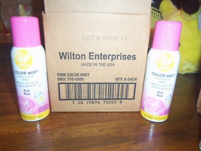 6 Ct Wilton 1.5 Oz PINK Color Mist Food Color Spray For Cakes Cupcakes ...