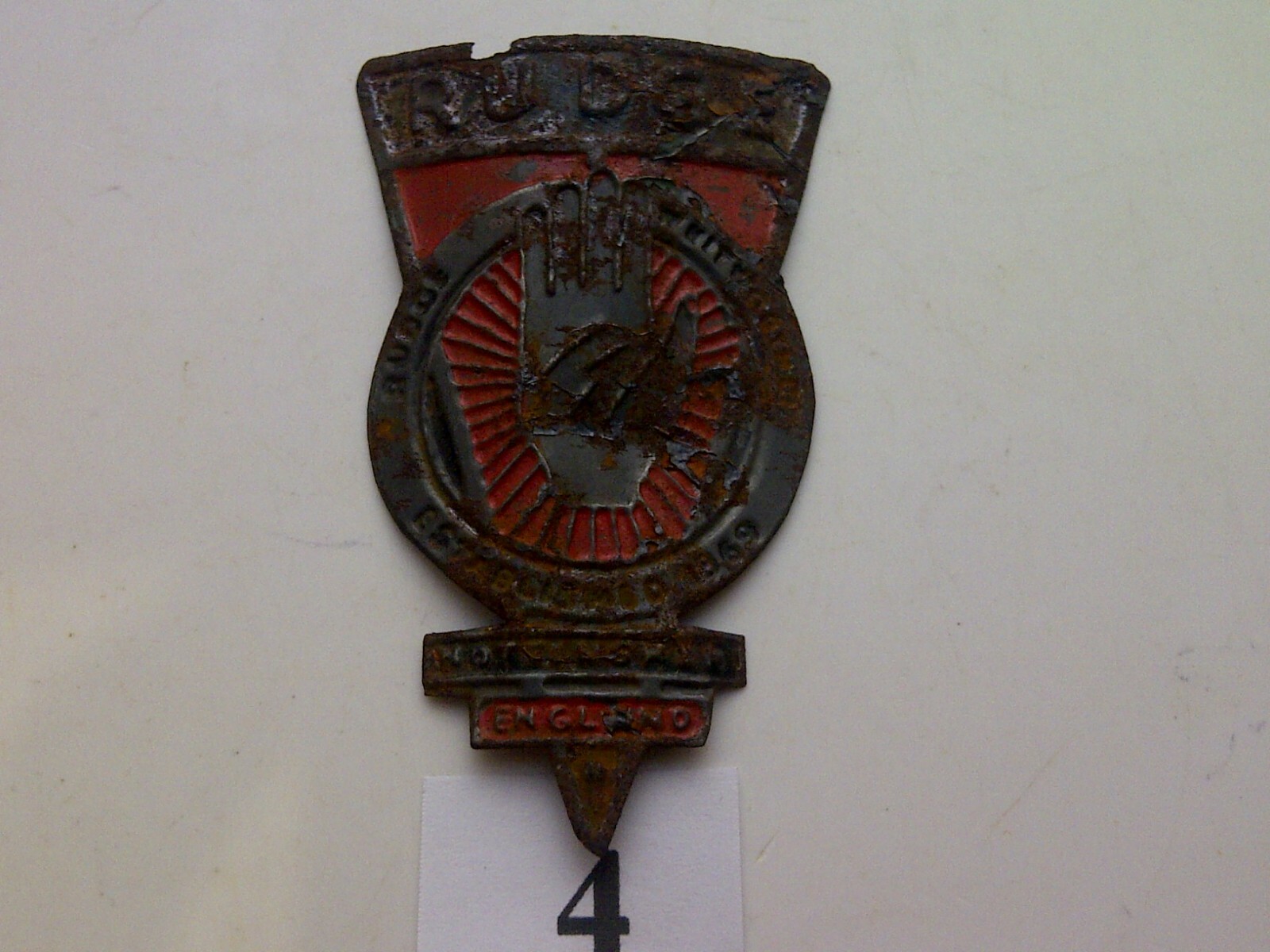 RUDGE RED Color Emblem Head Badge metal For Rudge Vintage Bicycle NOS ...