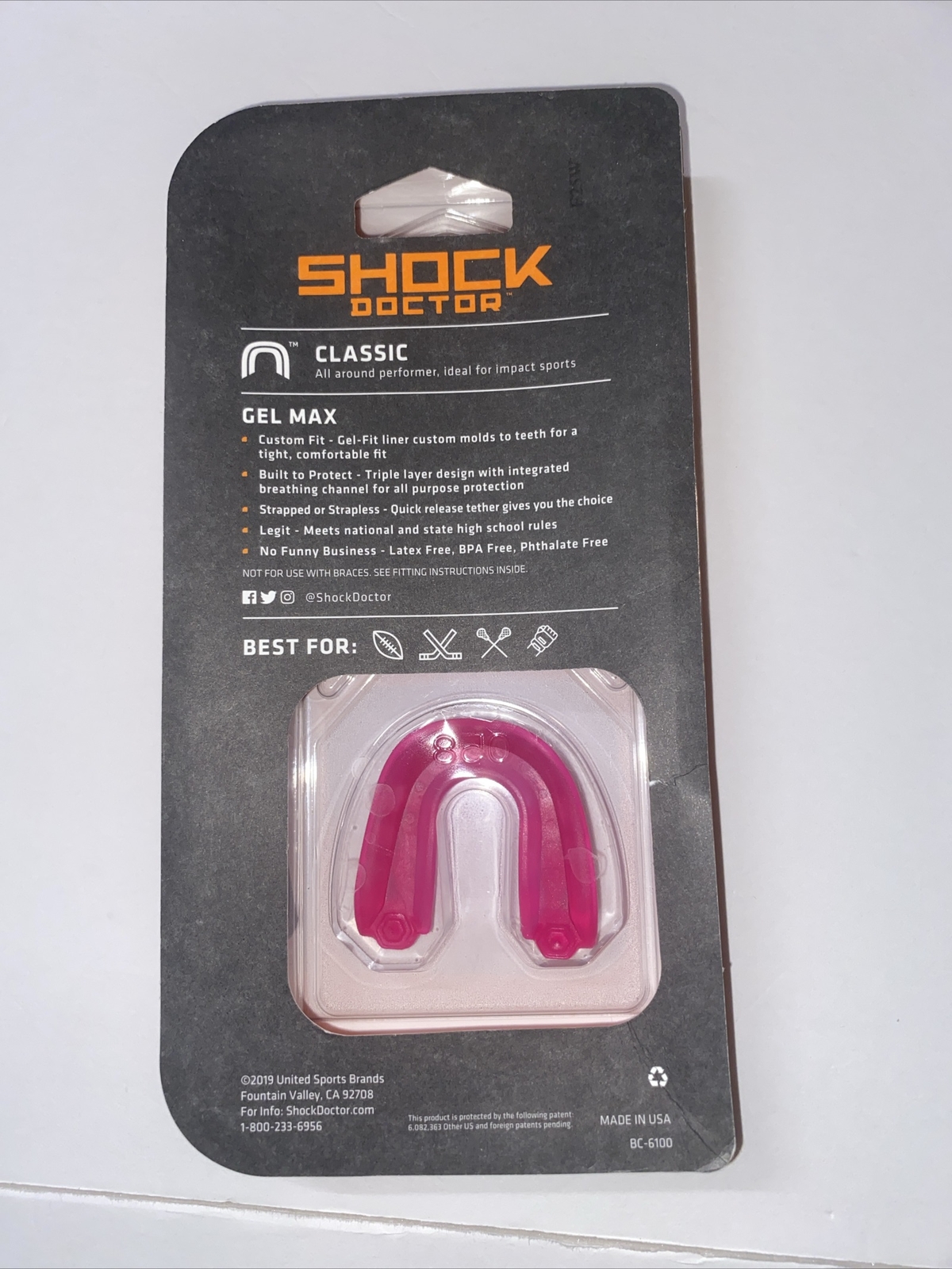 Shock Doctor Gel Max Mouth Guard Adult Pink 11+ NEW | eBay
