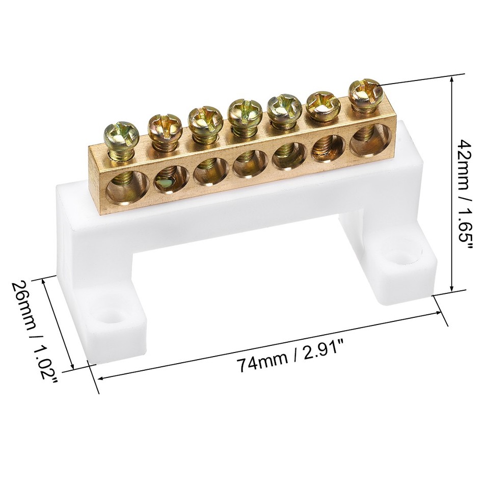 Copper Screw Terminal Block Connector Bar 100A Double Row Ground Wire 7 ...