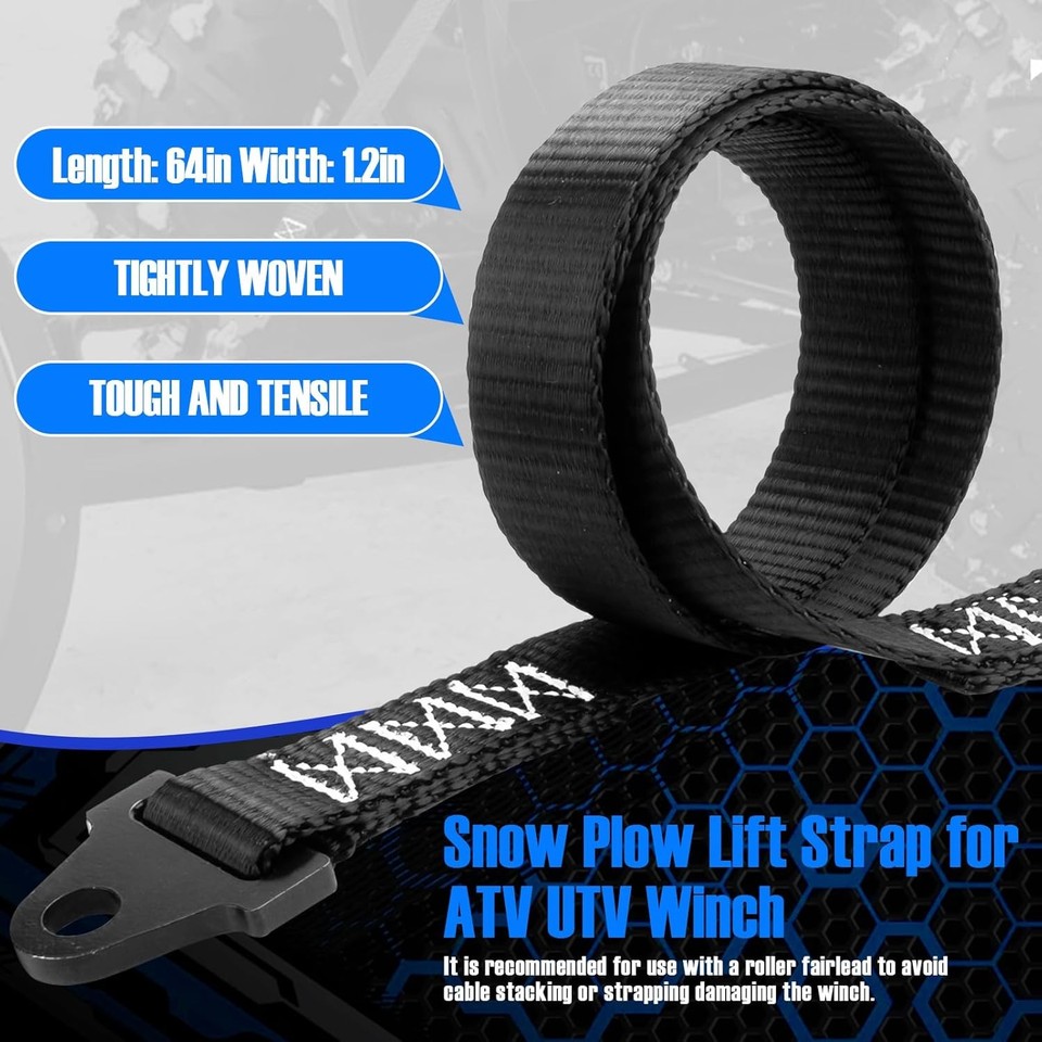 Plow Strap for ATV UTV Winch 64 Inch Length Heavy Duty Snow Plow Lift ...