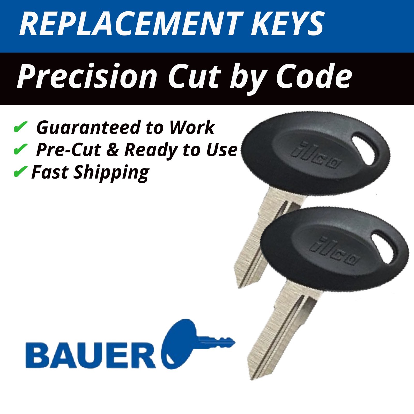 Bauer Keys RV Motorhome Camper Replacement Key Cut to your Code 301-360 ...