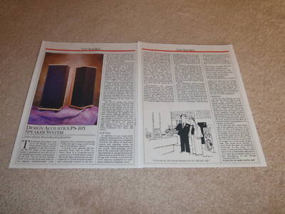 Design Acoustics PS-103 Haut Parleur Review, 1987,2 Pgs , Rare | eBay