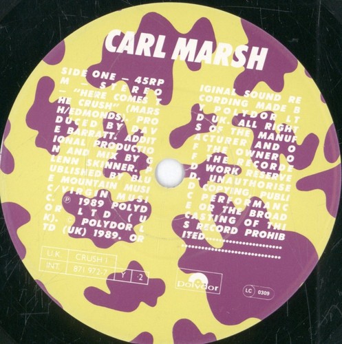 Carl Marsh Here Comes the Crush 7" vinyl UK Polydor 1989 Pic sleeve ...