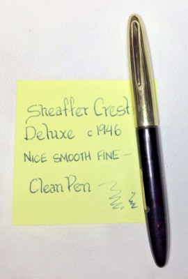 Sheaffer Crest Deluxe Fountain Pen c1946 Gold Filled Cap Black Barrel ...