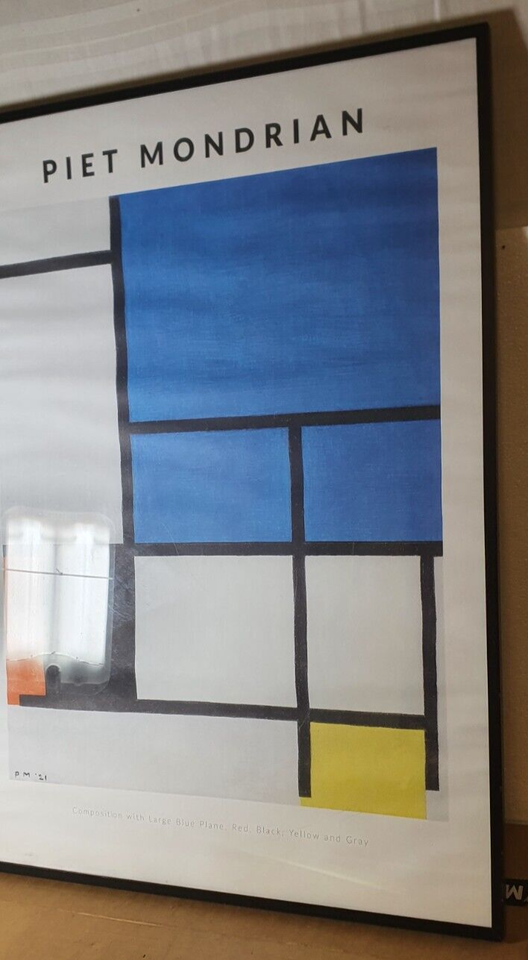Piet Mondrian Abstract Wall Art Composition with Red, Blue & Yellow ...