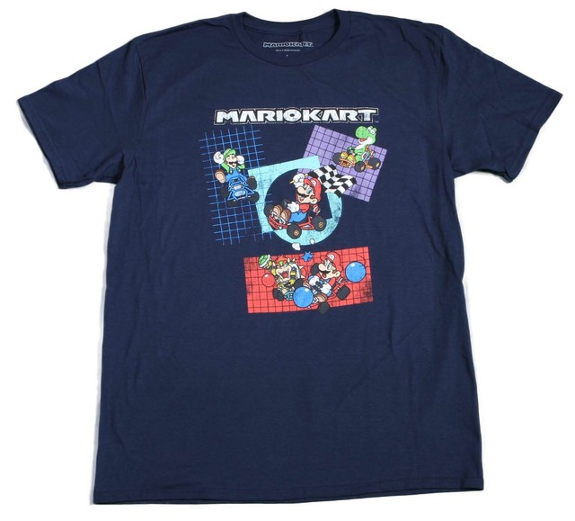 Nintendo Super Mario Bros Brothers Mario Kart Classic Tee T-Shirt Navy ...