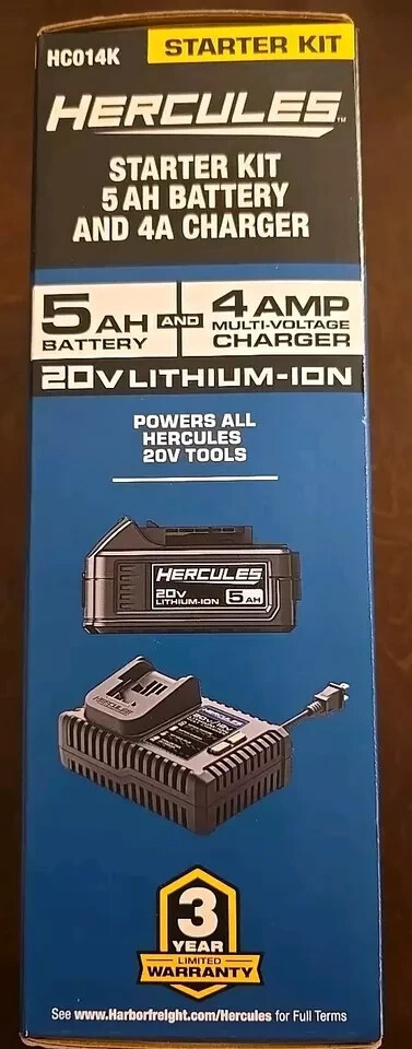 Hercules 20V 5 Ah Lithium-Ion Battery & 4 Amp Multi-Voltage Charger ...