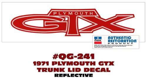 QG-241 1971 PLYMOUTH GTX - DECK LID DECAL - ONE DECAL - REFLECTIVE ...