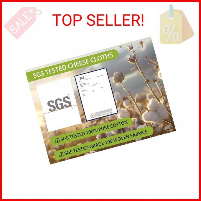 Olicity Cheesecloth Bulk, 10PCS, Grade 100, 20x20Inch Hemmed Cheese ...