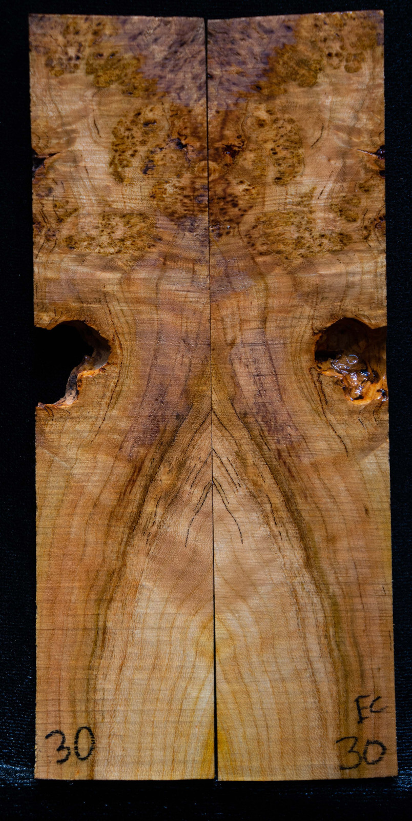 Eastern Cherry Burl #30 Knife Scales 7.5"x 1-1.8"x 5/16" note defects ...