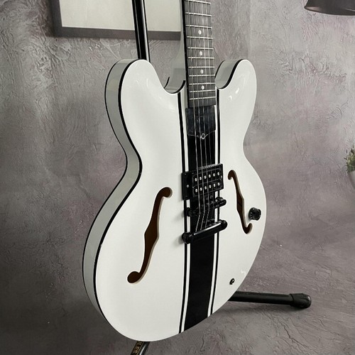 Custom White Electric Guitar Semi-Hollow Body ES-335 H Pickups Black ...