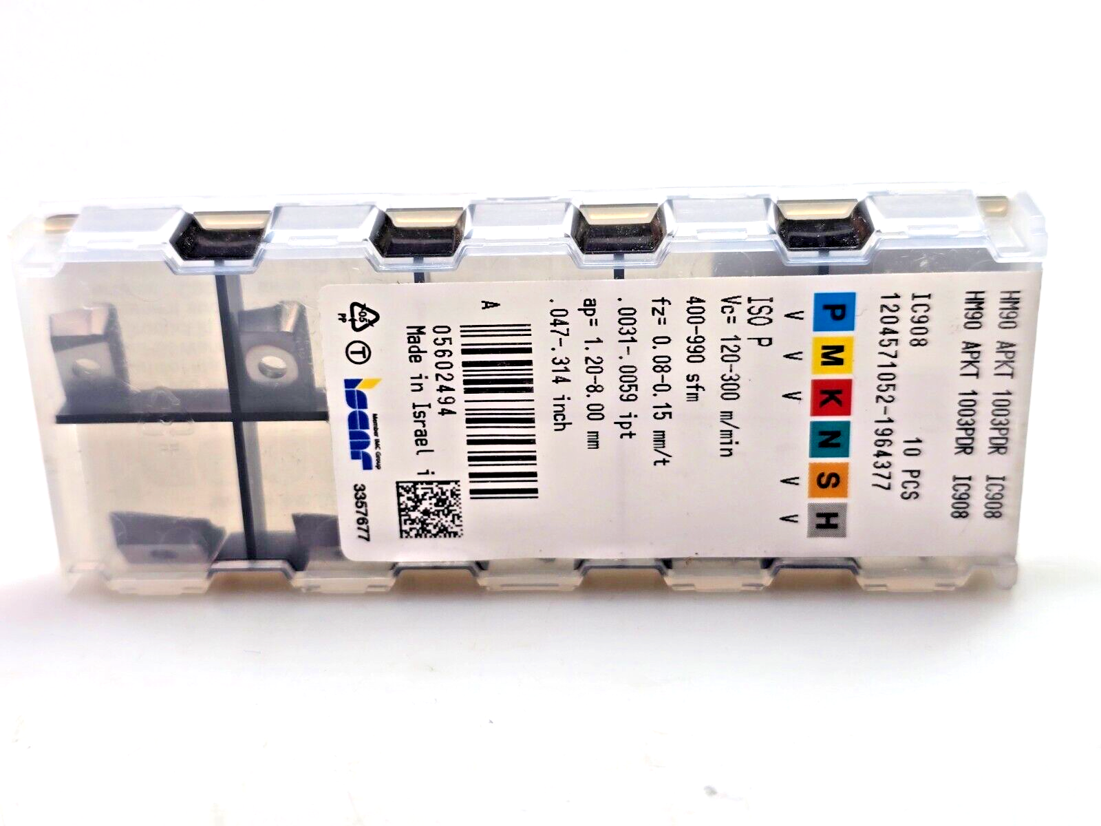 Iscar HM90 APKT 1003PDR IC908 Carbide Shoulder Milling Inserts (Box of ...