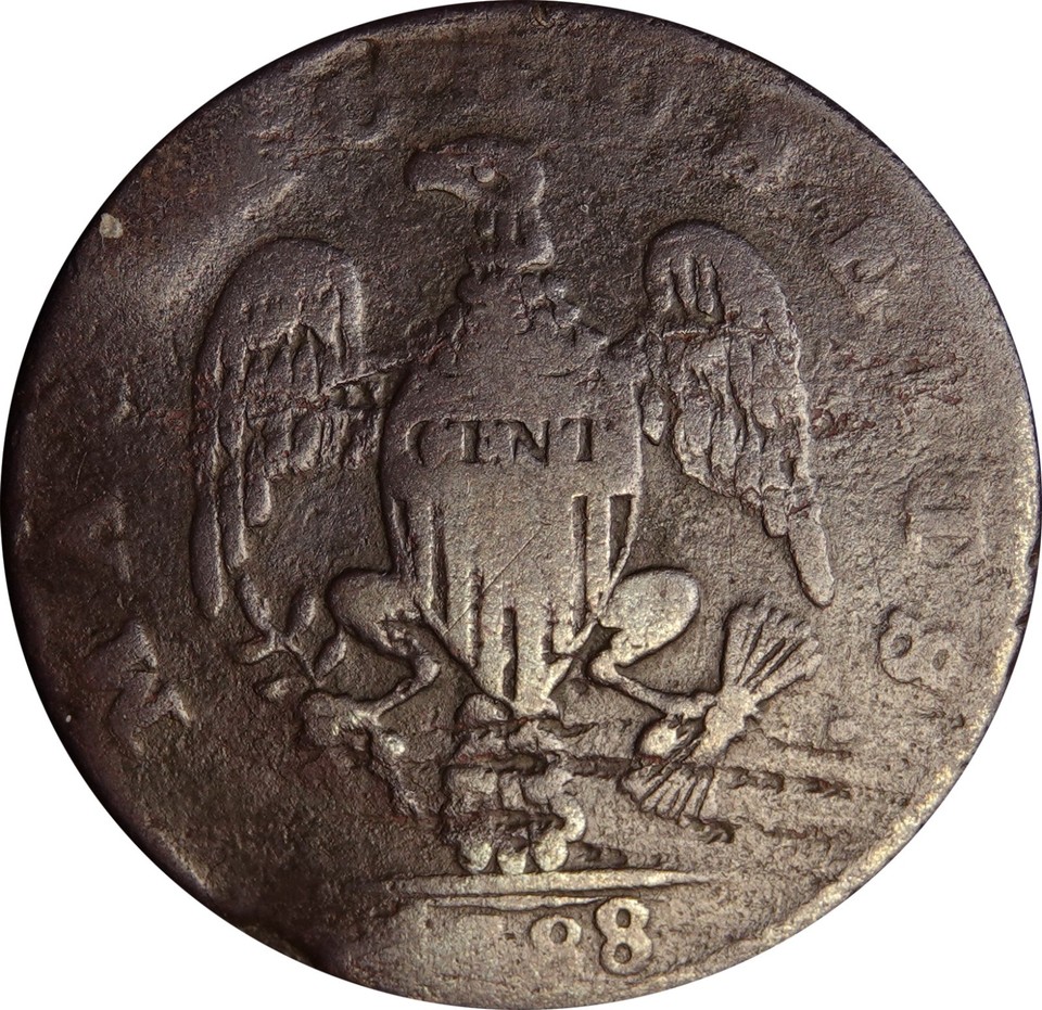 1788 Ryder 1-D R-3 Massachusetts Colonial Copper Large Cent Coin - Bent ...