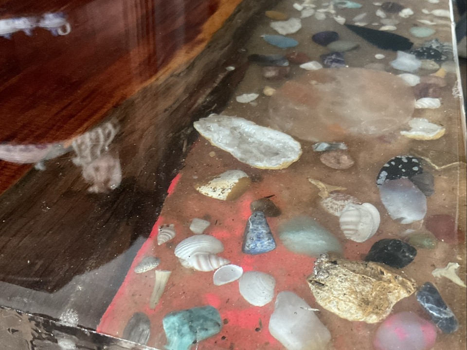 Custom Live Edge Wood Green Resin Dreamcatcher Arrowheads Epoxy Table ...