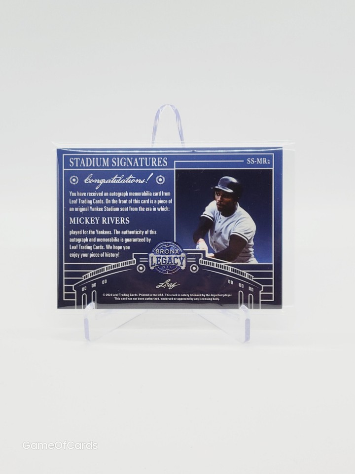 2023 Leaf A Bronx Legacy MICKEY RIVERS Auto Autograph Jumbo Bat Relic ...