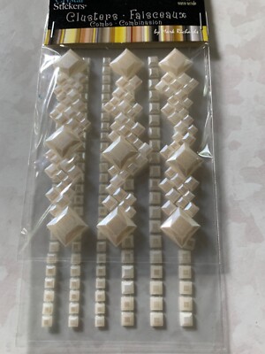 CRYSTAL STICKER 2 SHEETS CLUSTERS WHITE PEARL SQUARE CLUSTERS MULTI ...