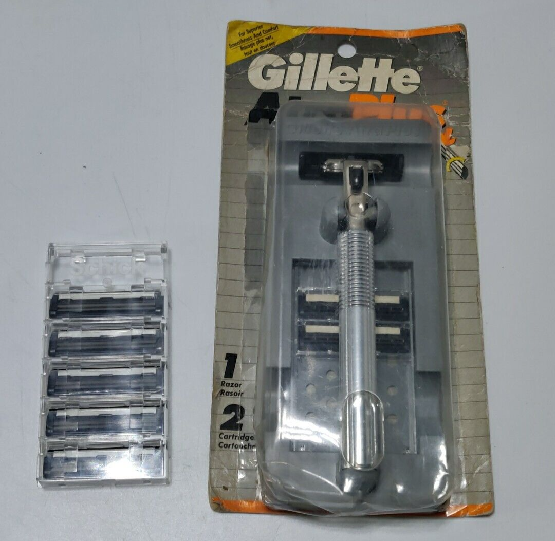VTG Gillette Atra Plus USA Metal Razor with 7 Cartridges “ New w ...