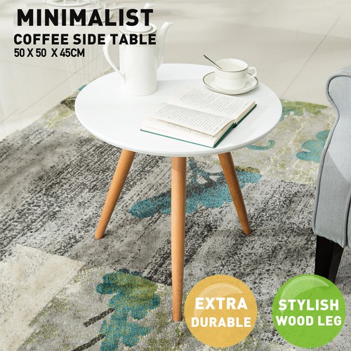 Aura Round Wood Coffee Table White Side Table Lamp Tables Bedside Medium Wooden | eBay Australia