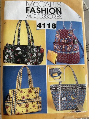 McCalls Uncut Pattern Hand Bags 4 Versions Including Backpack | eBay