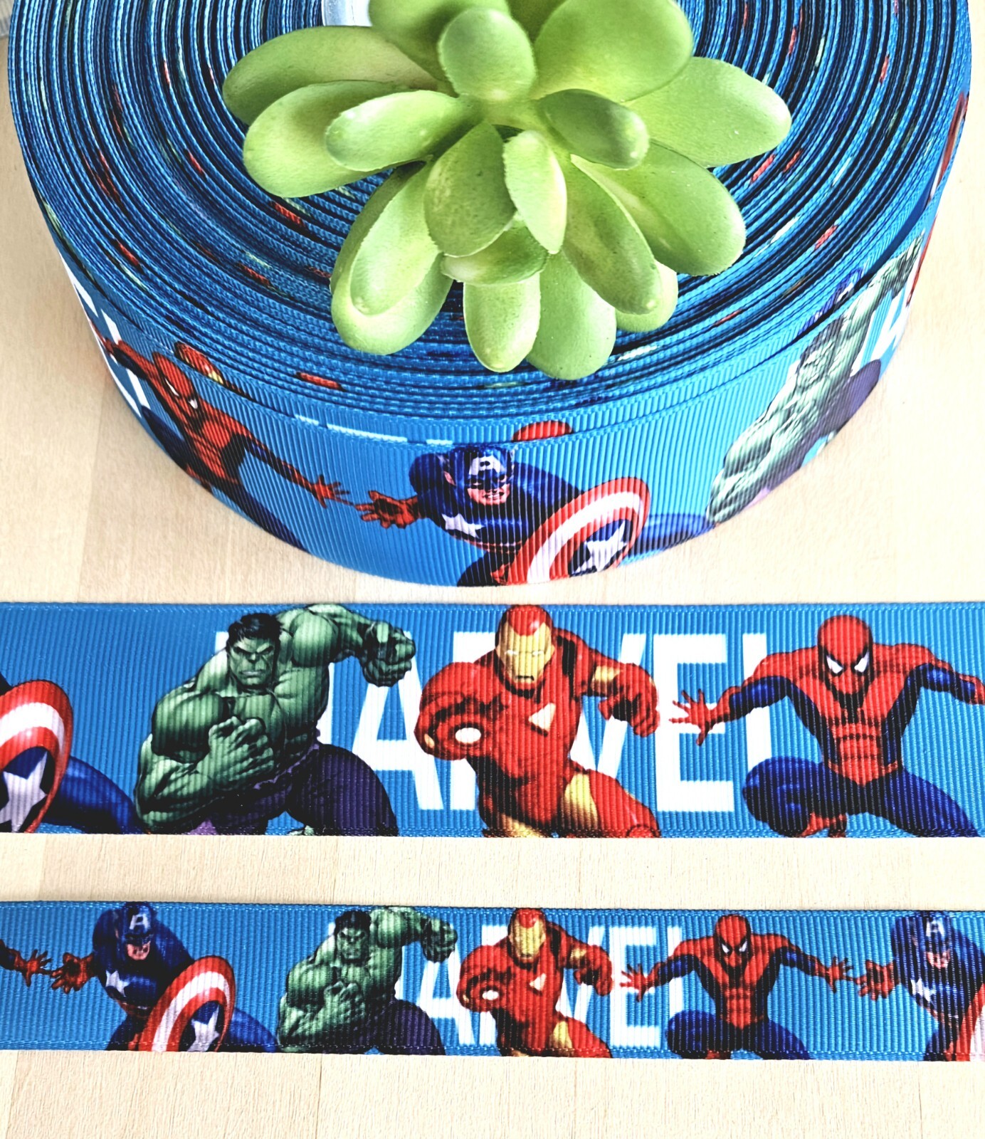 7/8 & 1.5" (1 YD) Marvel Ribbon Hulk Captain America Spider-Man Iron ...