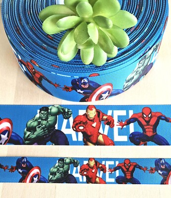 7/8 & 1.5" (1 YD) Marvel Ribbon Hulk Captain America Spider-Man Iron ...