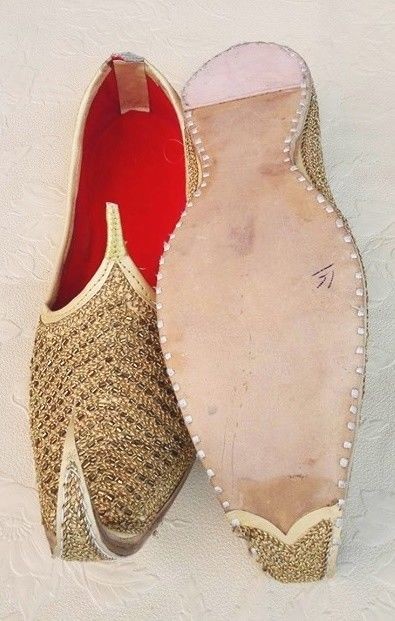 US 7-12 MEN HANDMADE GOLDEN-CUT WORK TRADITIONAL BEADS WORK-LEATHER ...