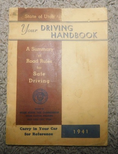 1941 UTAH DRIVING HANDBOOK Summary of Road Rules | eBay