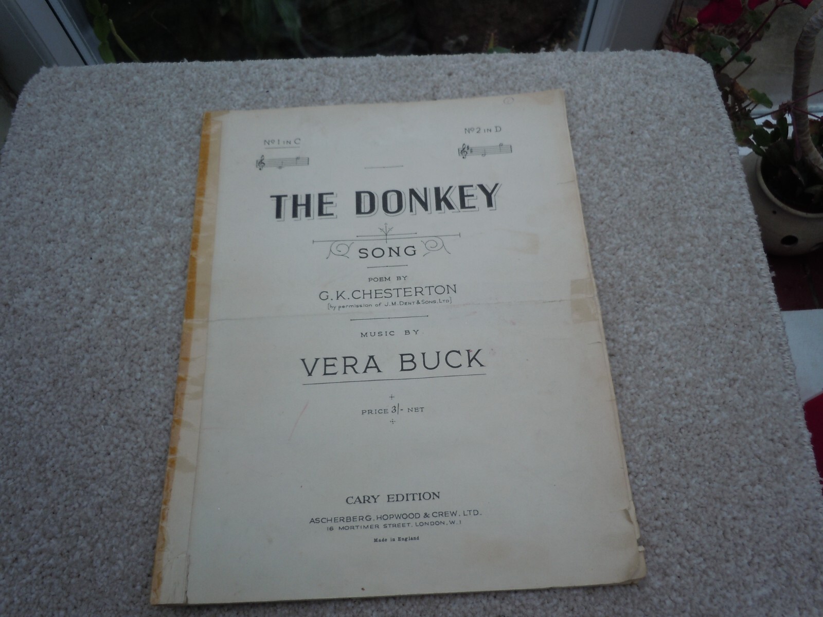 Palm Sunday Antique Songsheet THE DONKEY chesterton / vera buck | eBay