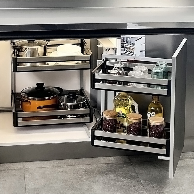 Kitchen Blind Corner Slide Pull Out Baskets Soft Close Unit 800mm ...