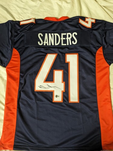 Drew Sanders / Autographed Denver Broncos Blue Custom Football Jersey ...