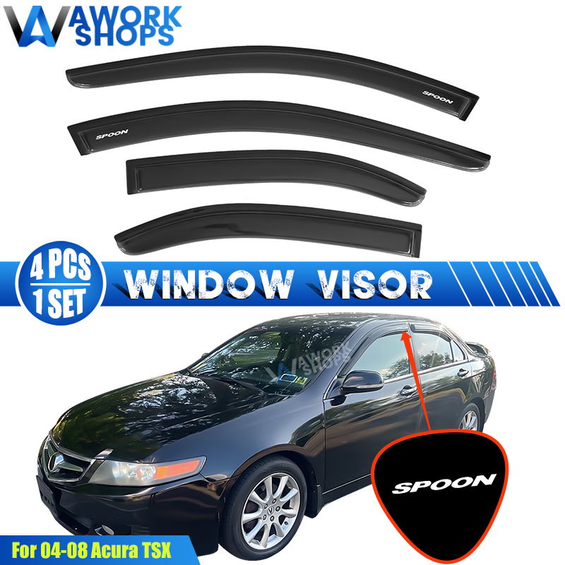 Fits 04-08 Acura TSX Window Visors Vent Rain Guard Shade Deflector w ...
