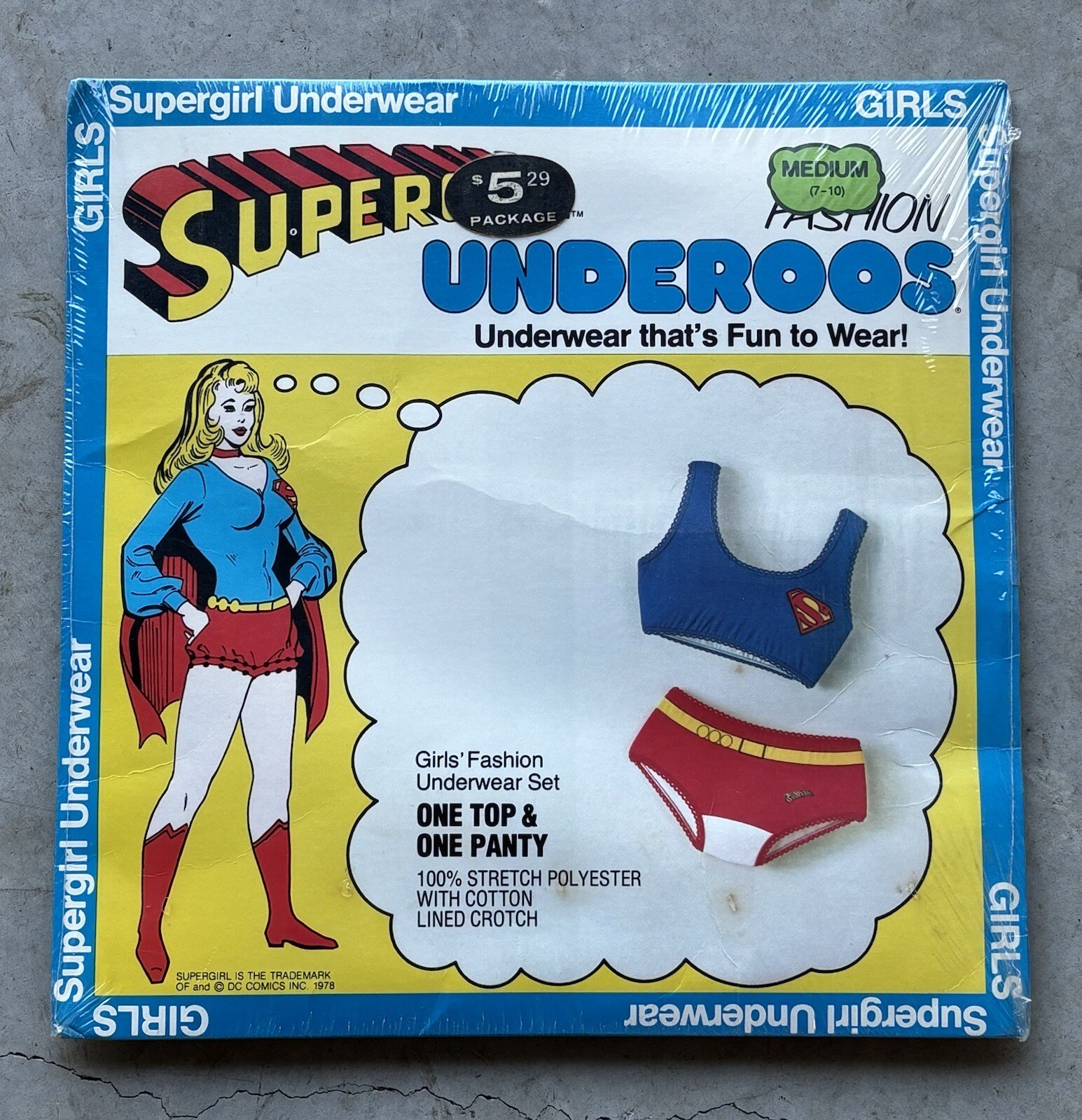 RARE Vintage Underoos supergirl 1979 unused MISB - Gem