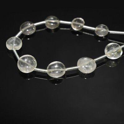 Natural Handmade Crystal Quartz Coin Smooth Gemstone 4" Beads For ...