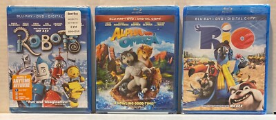 Lot of 3 NEW & SEALED Animated Blu-ray Movies: ROBOTS - RIO - Alpha and ...
