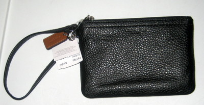 **NEW** Coach Park Leather Small Black Wristlet F51763 SV/BK | eBay