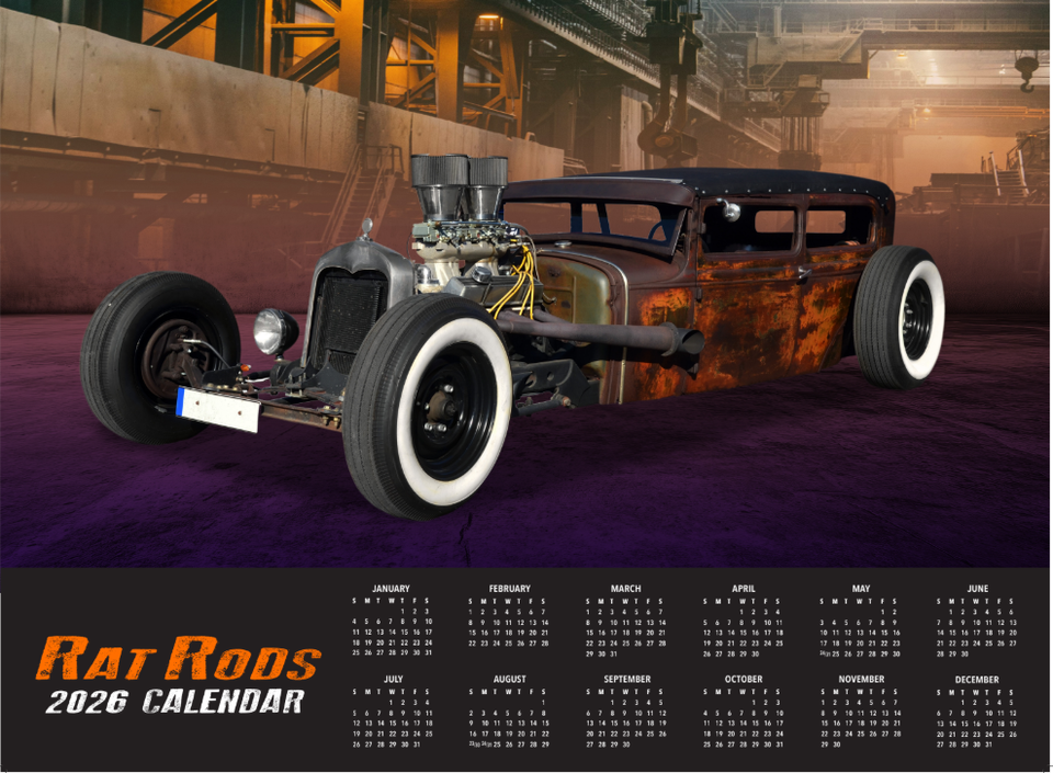 2026 RAT RODS GARAGE CALENDAR rusty cars old vintage air tools mechanic ...