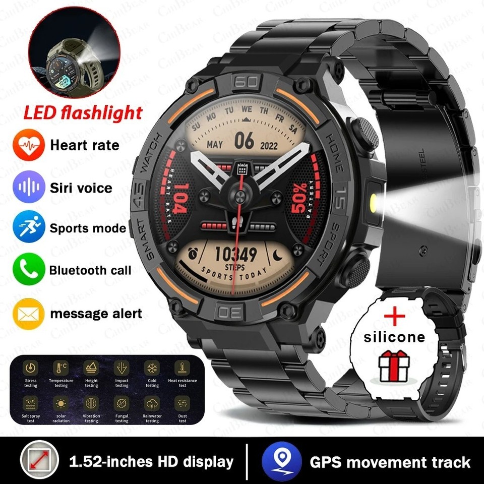 Military Rugged Smart Watch for Men with Bluetooth Call(Answer/Make ...