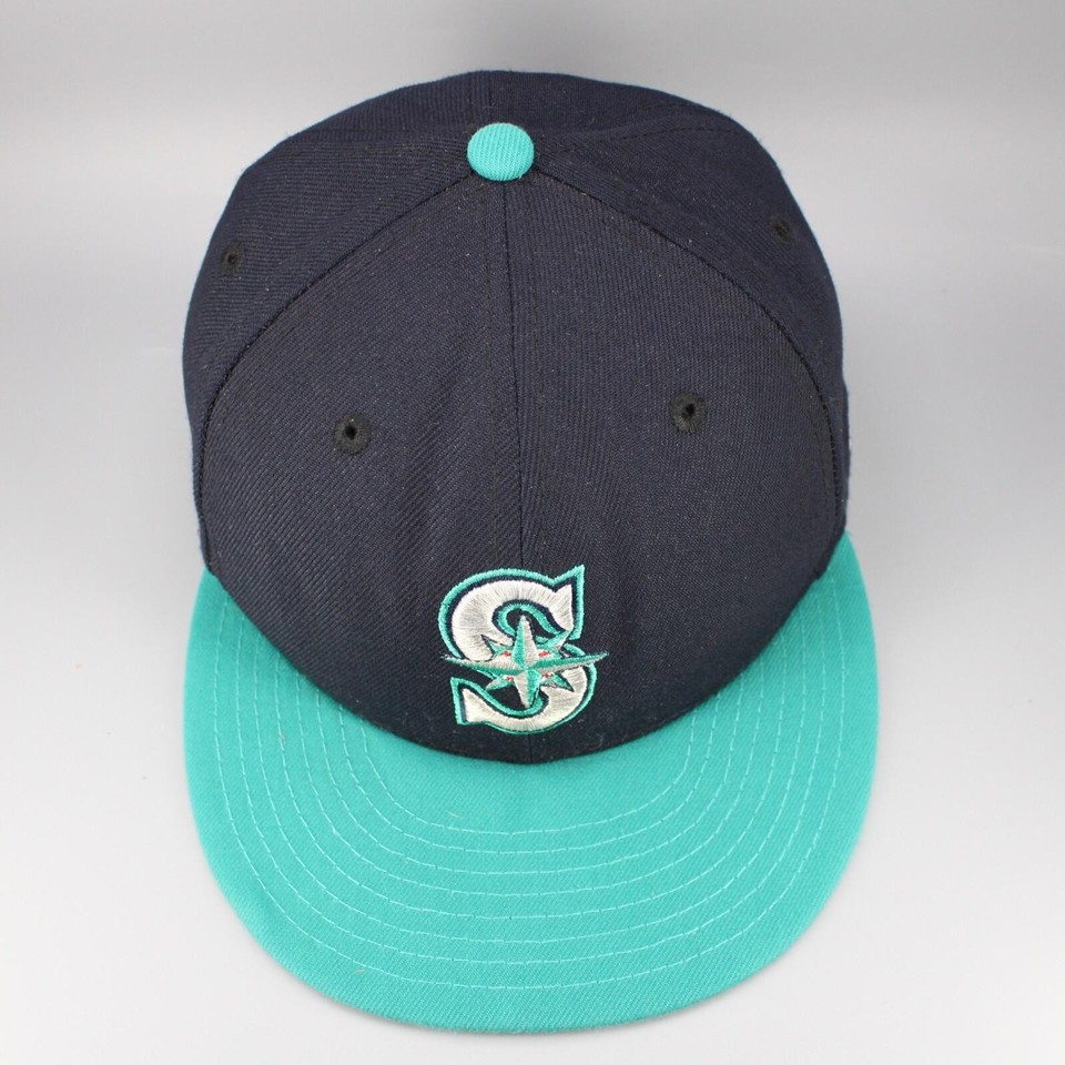 Seattle Mariners Hat Cap Fitted 7 New Era 59Fifty Black Teal MLB ...
