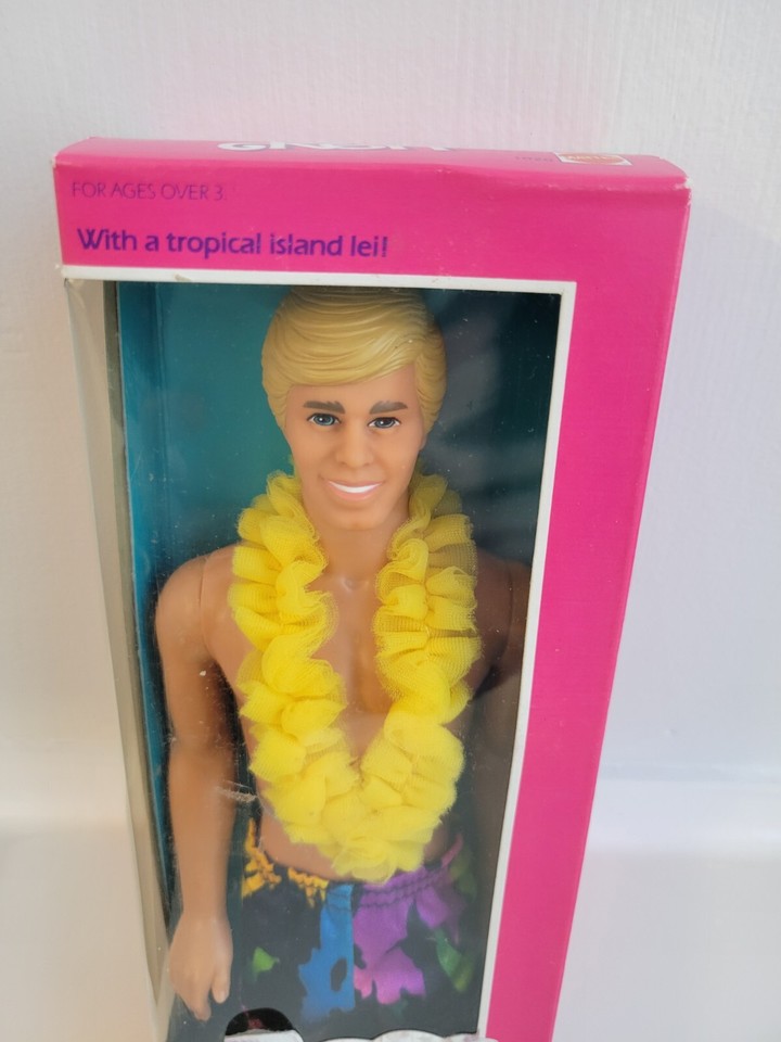 NICE! New Mattel Barbie 💗 TROPICAL KEN Lei Vintage NRFB 1985 Beach ...