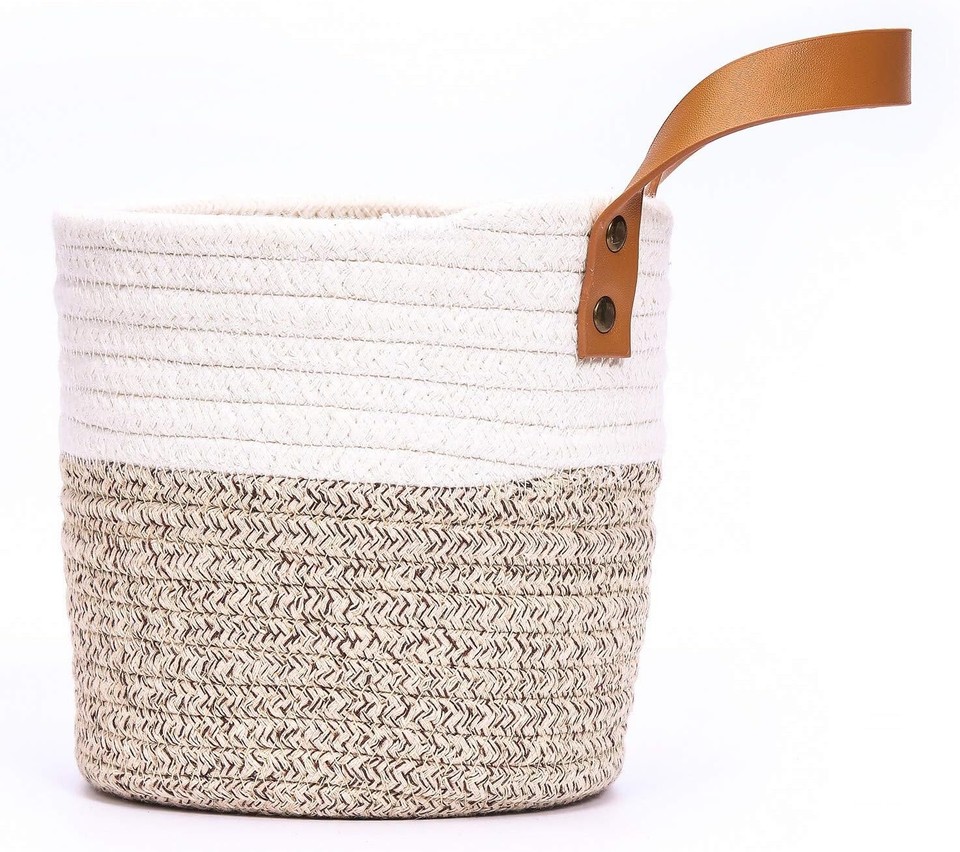Small Hanging Basket-Cotton Rope Wall Basket with Handle 2 pack | eBay