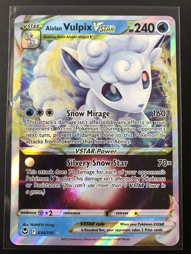 Alolan Vulpix Vstar 034 195 Silver Tempest Pokemon | eBay