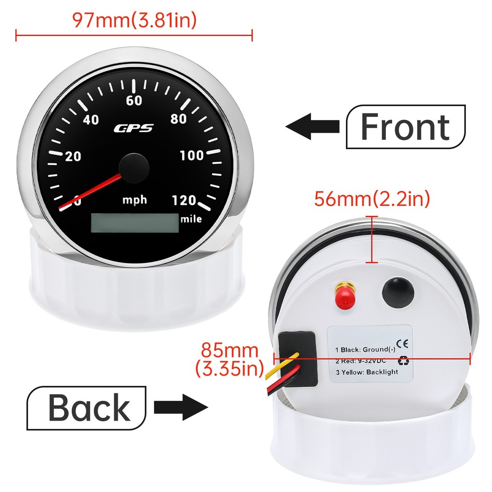 85mm Waterproof GPS Speedometer 120MPH Digital Gauge for Motorcycle Car ...