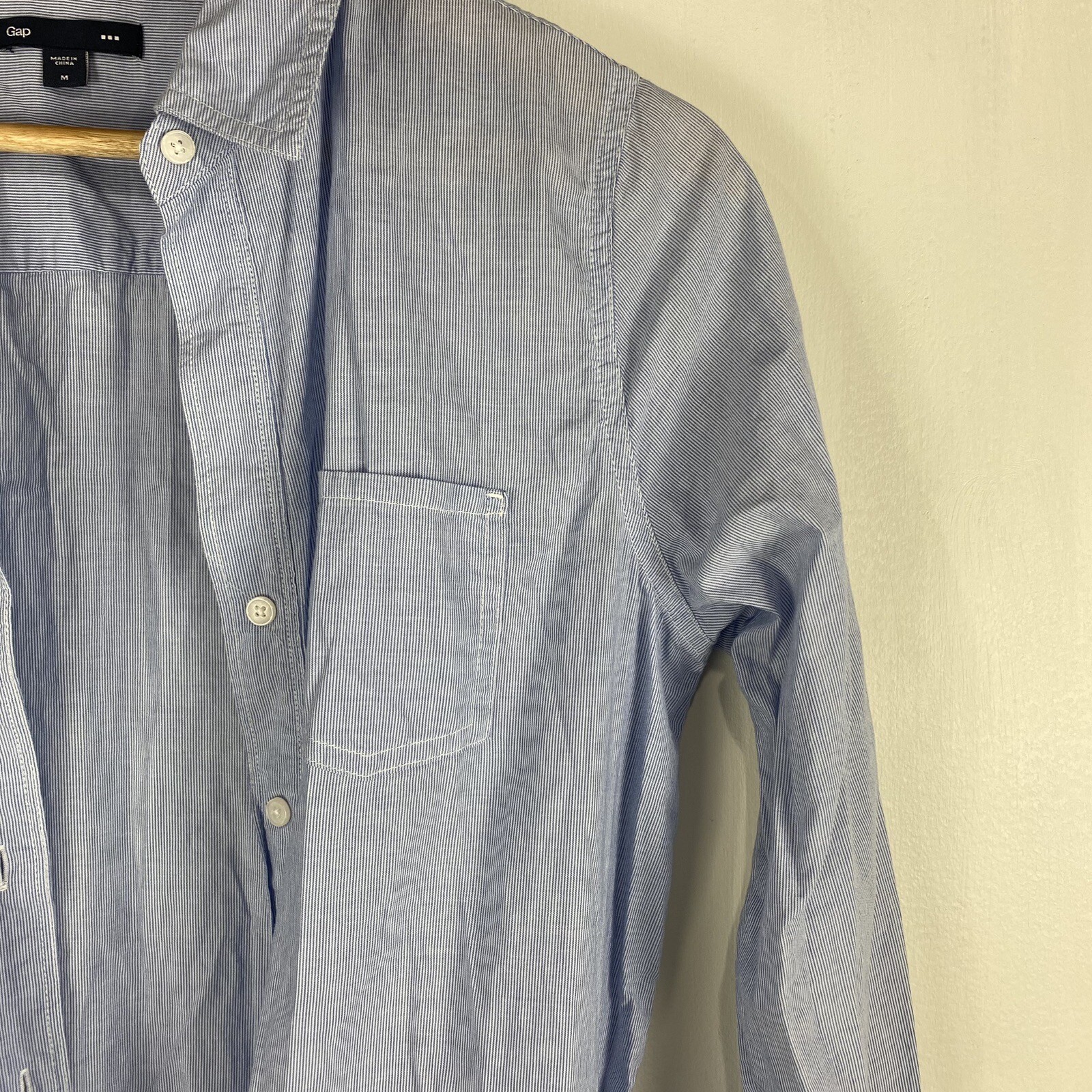 Gap 100% Cotton Pinstripe Full Button Up Down Tie Wai… - Gem