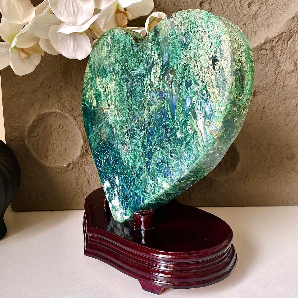 12.83LB Natural green aquatic plant heart-shaped crystal specimen | eBay