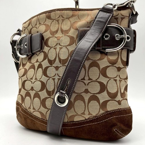 Borsa a tracolla firmata Coach 3574 tracolla marrone tela scamosciata 〇 ...