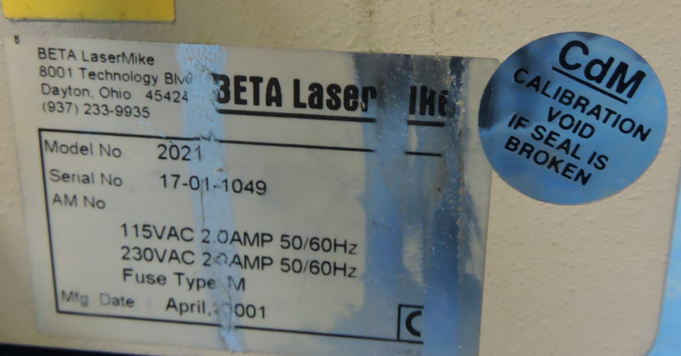 Beta LaserMike Endura 201 Laser Scanner Head w/ Control 2021 Micrometer ...