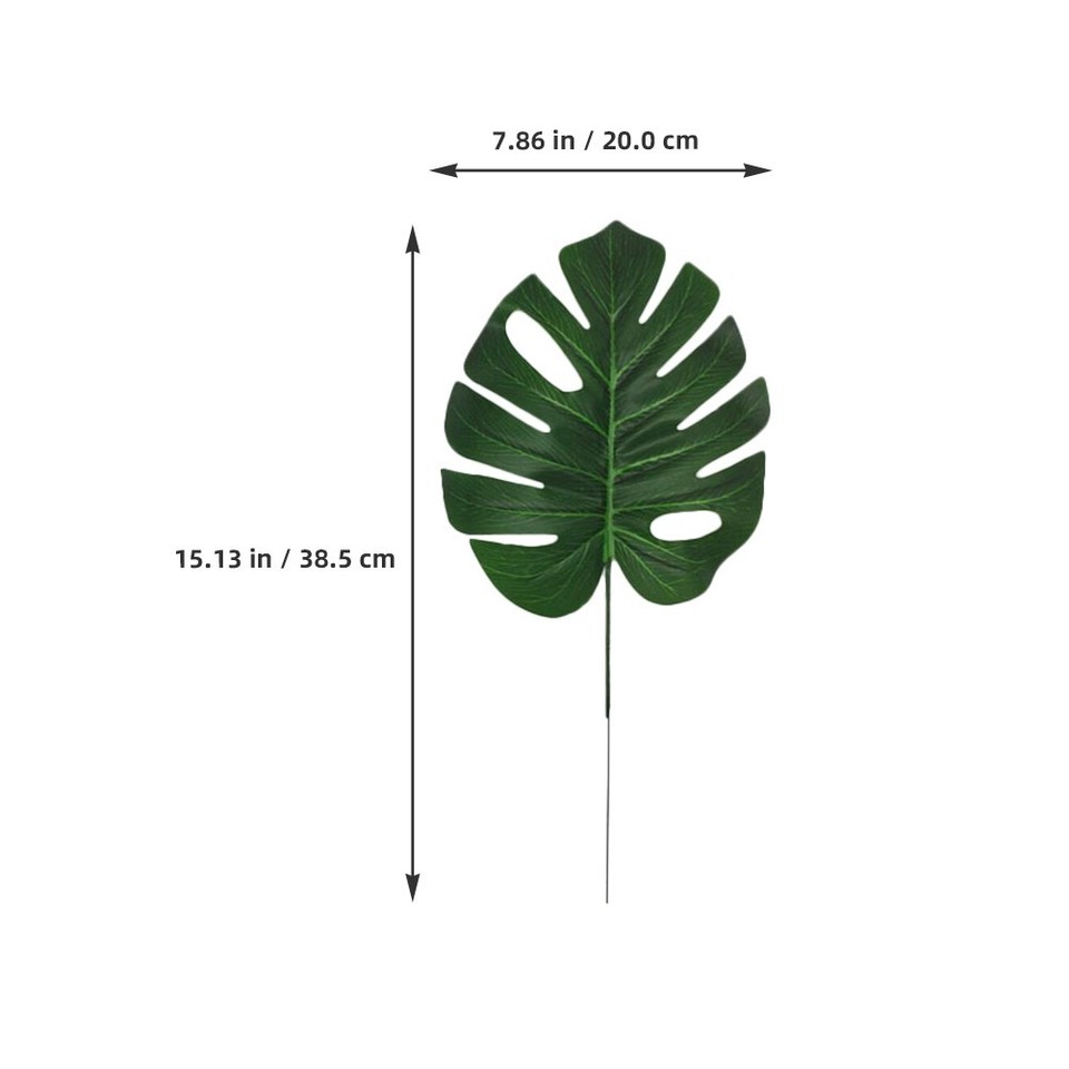 12 Pcs Faux Tropical Leaf Fake Leaves Green Artificial Foliage Greenery ...