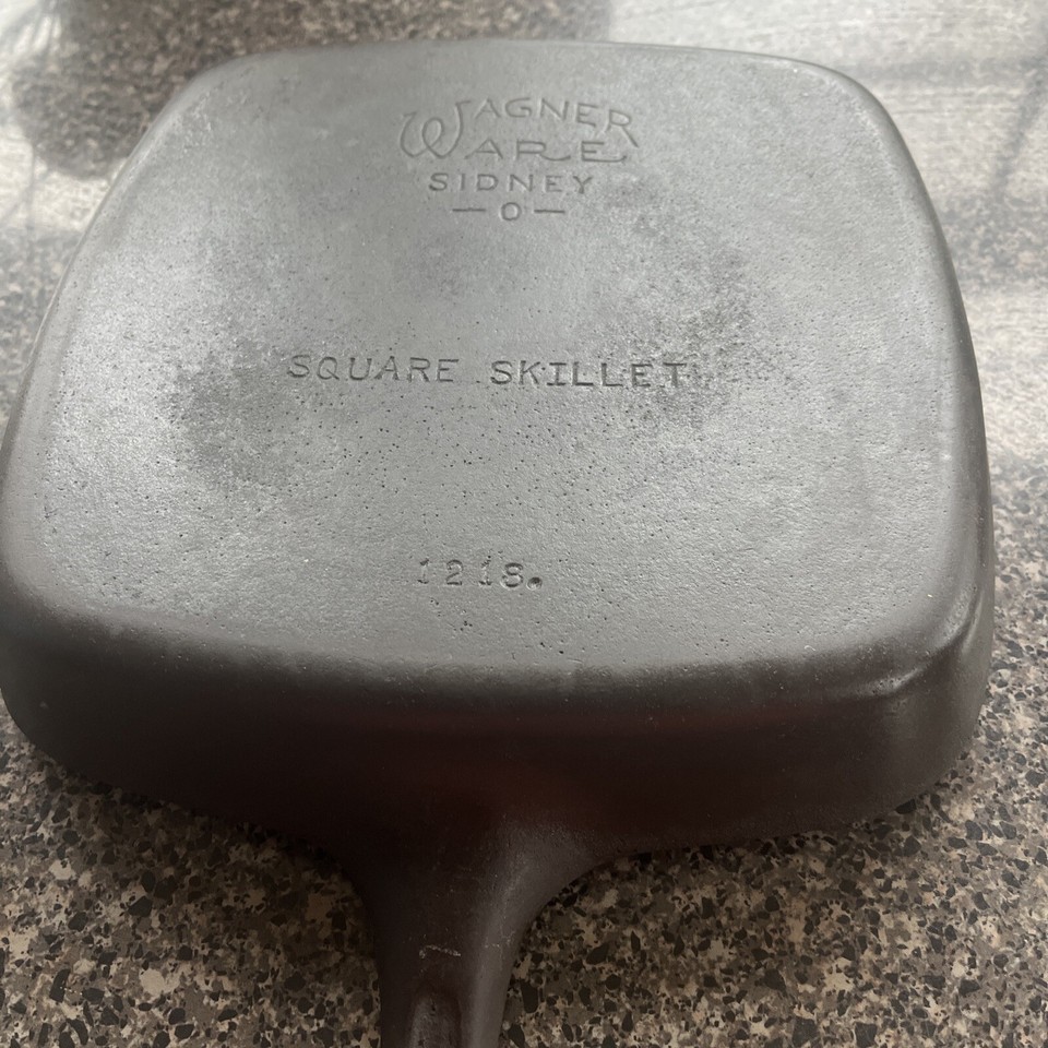 Vintage Antique Wagner ware Sidney 0 Square Cast Iron Skillet #1218 | eBay